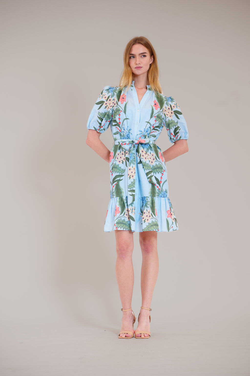 SHORT PUFF SLEEVE V NECK MINI DRESS – JULIA JORDAN